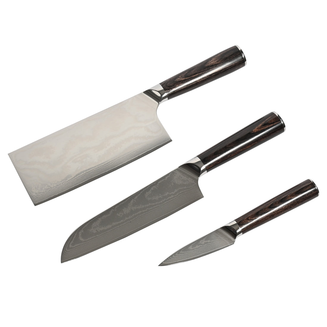 Professional Damascus 3 Piece Knife Set 67 Layers Japanese Stainless ...